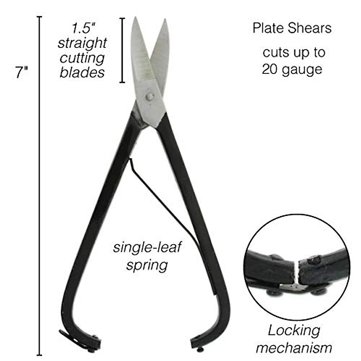 The Beadsmith Metal Plate Shears – 7 inches (178mm) – Steel Blades – Comfort Grip with Single-Leaf Spring Handle – Tool for Cutting Stamping Blanks, Sheet Metal (Up to 20 gauge) and Craft Wire