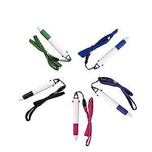 SMTTW Neck Pens in a Rope Retractable Pen on Lanyard 2 Colors Ink Ballpoint Pen with Chain for Nurses Students, Office School Home Supplies (5 Pack)