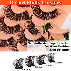 Lash Clusters False Eyelashes 18mm 5D Fluffy Faux Mink Lashes Extensions 56 Pcs DIY Wispy Volume Individual Lashes by TOOCHUNAG