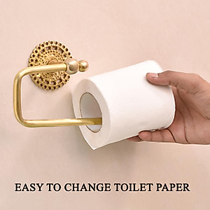 IndianShelf Boho Antique Brass Toilet Paper Holder - Gold Toilet Paper Holder- Vintage Kitchen Paper Holder - Bathroom Tissue Roll Holder - Mounted Toilet Paper Holder - Bathroom Accessories- Floral