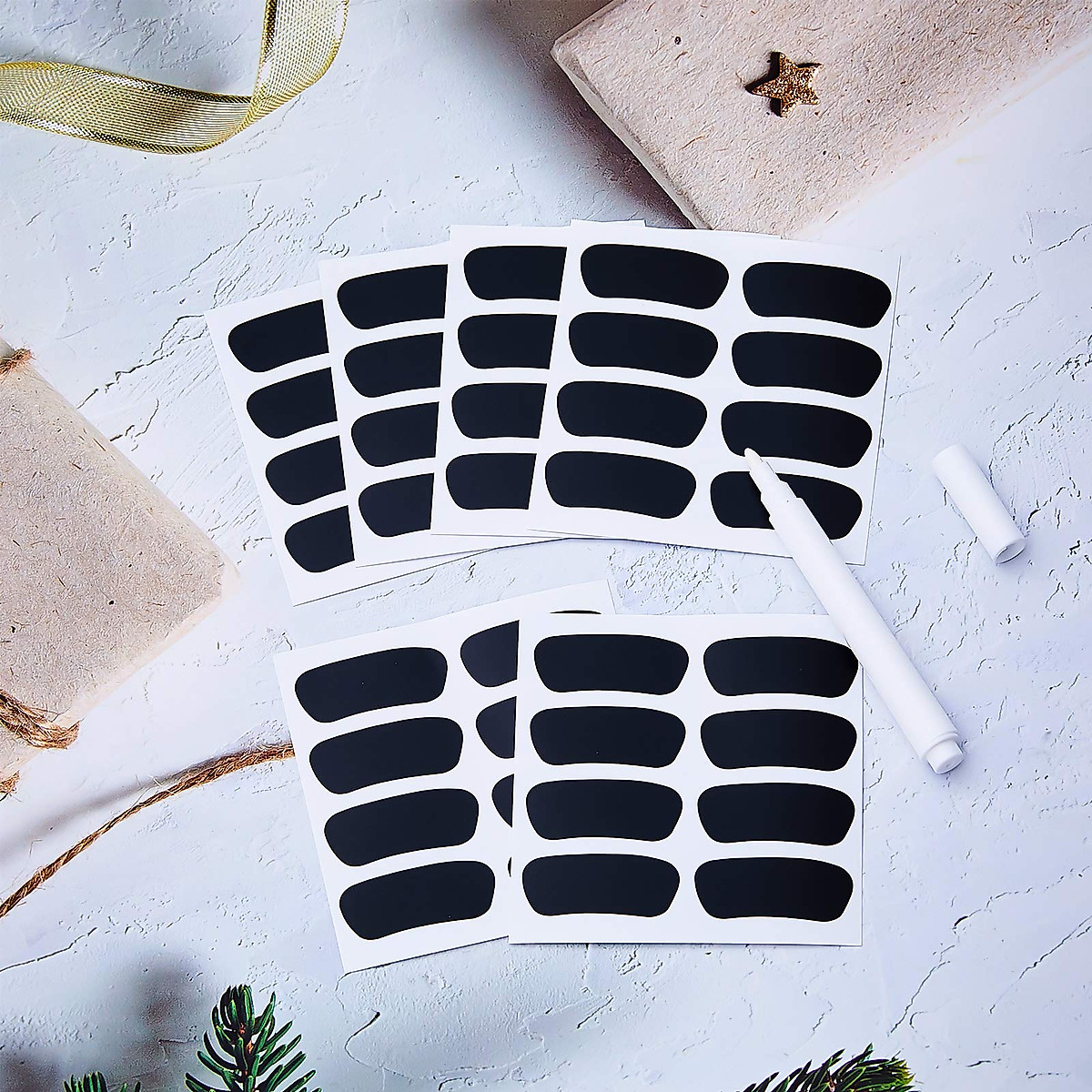 48 Pairs Sports Eye Black Stickers Eye Strips Sports Breathable Eye Stickers with 1 White Pencil for Baseball Football Softball Fans on Game Day (Black)