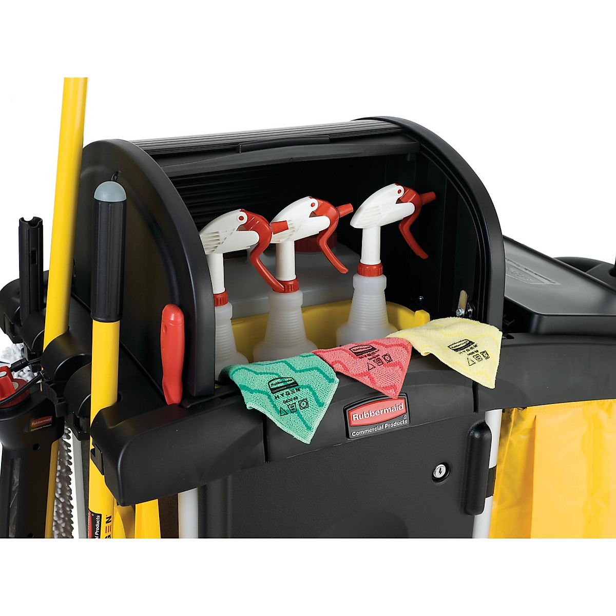 Rubbermaid Commercial Products Housekeeping Cart, 53-1/2-Inch Height, 48-1/4-Inch Length X 22-Inch Width, Black, FG9T7500BLA