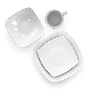Elama Service for Four 16 Piece Porcelain Dinnerware Set, White-Square 1