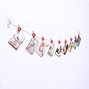 Amosfun 25pcs Mini Wooden Clothespins Christmas Photo Clips Craft Clips Photo Paper Memo Peg Pin Clips for Xmas Party DIY Craft Decoration