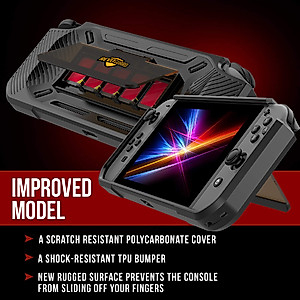RevoGuard Slim Heavy Duty Switch Case [Stores 5 Games] Compact Multi Angle Holder Play Stand for Nintendo Switch