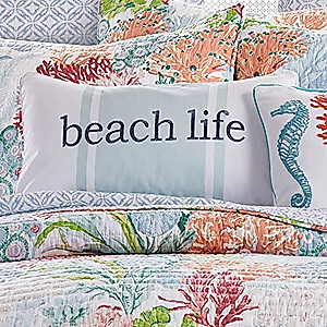 Levtex Home - Sunset Bay - Decorative Pillow (12 x 24in.) - Beach - Light Blue, Navy and White