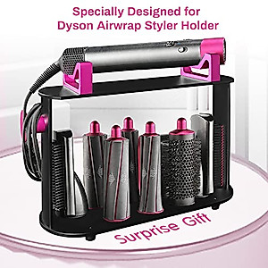 Storage Holder for Dyson Airwrap Styler, 8-Holes Countertop Bracket Organizer Stand Storage for Hair Curling Iron Wand Barrels Brushes Diffuser Nozzles for Bathroom|Bedroom|Hair Salon-Aluminum Alloy