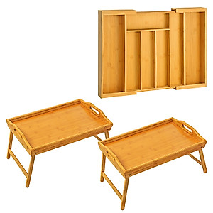2 Pack Bed Tray Table & 2 Pack Silverware Organizer