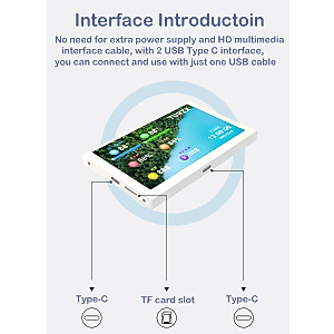 EDIY 5 inch IPS USB Mini Screen AIDA64 PC CPU RAM HDD Data Monitor Computer Temperature Display Type-C 800 x 480 Sub Screen, black 5inch