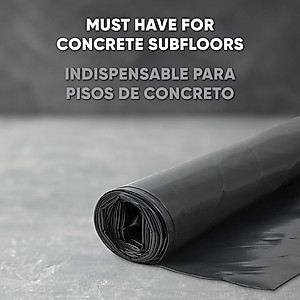 ROBERTS 70-115 Moisture Barricade Underlayment Film, for Vinyl, Laminate SPC, Engineered Wood Floors, 6 mil. Thick, Polyethylene, 120 Sq. Foot Roll, Black