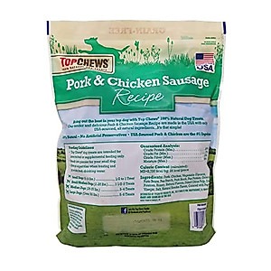 Top Chews Pork & Chicken Sausage Dog Treats 100% Natural 36 OZ