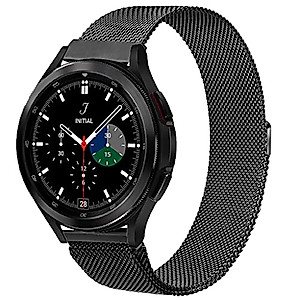 OTOPO Galaxy Watch 4/6 Classic Bands 47mm 46mm 43mm 42mm, Watch 6/5/4 Band 44mm 40mm,Watch 5 Pro Bands, 20mm Metal Mesh Stainless Steel Replacement Strap Bands for Men Women Black