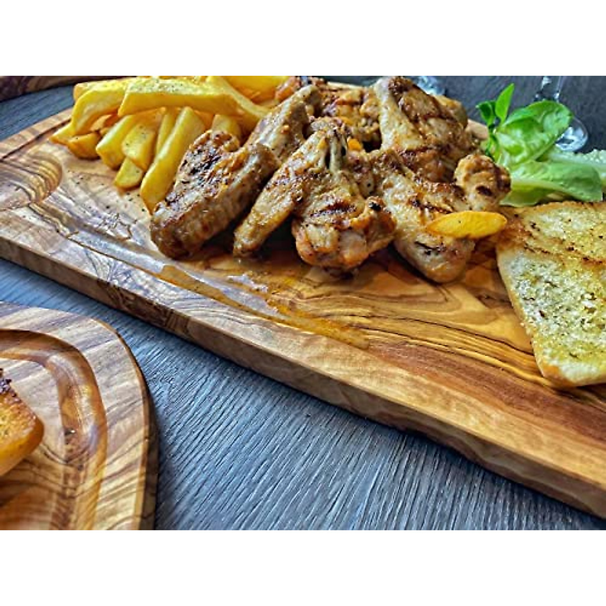 Cleminson 18” x 9” Olive Wood Carving, Cutting and Serving Board with Juice Groove - Large