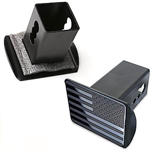 ZKFAR Pack-1 Trailer Hitch Cover, American Flag Plug Cover, Metal Rear Receiving Tube Cover, 2" Automotive Dust Plug, Protective Cover with Pin Bolt, Universal for Most SUVs, Trailers (Black)