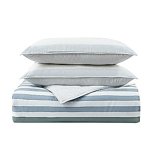Nautica - Twin Comforter Set, Cotton Reversible Bedding with Matching Sham, Home Decor for All Seasons, Dorm Room Essentials (Lansier Grey, Twin/Twin XL)