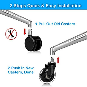 Hirate Office Chair Caster, 3" Computer Desk Chair Replacement Set of 5 Heavy Duty Protection for All Floors, Universal Stem 11mm (7/16" x7/8")