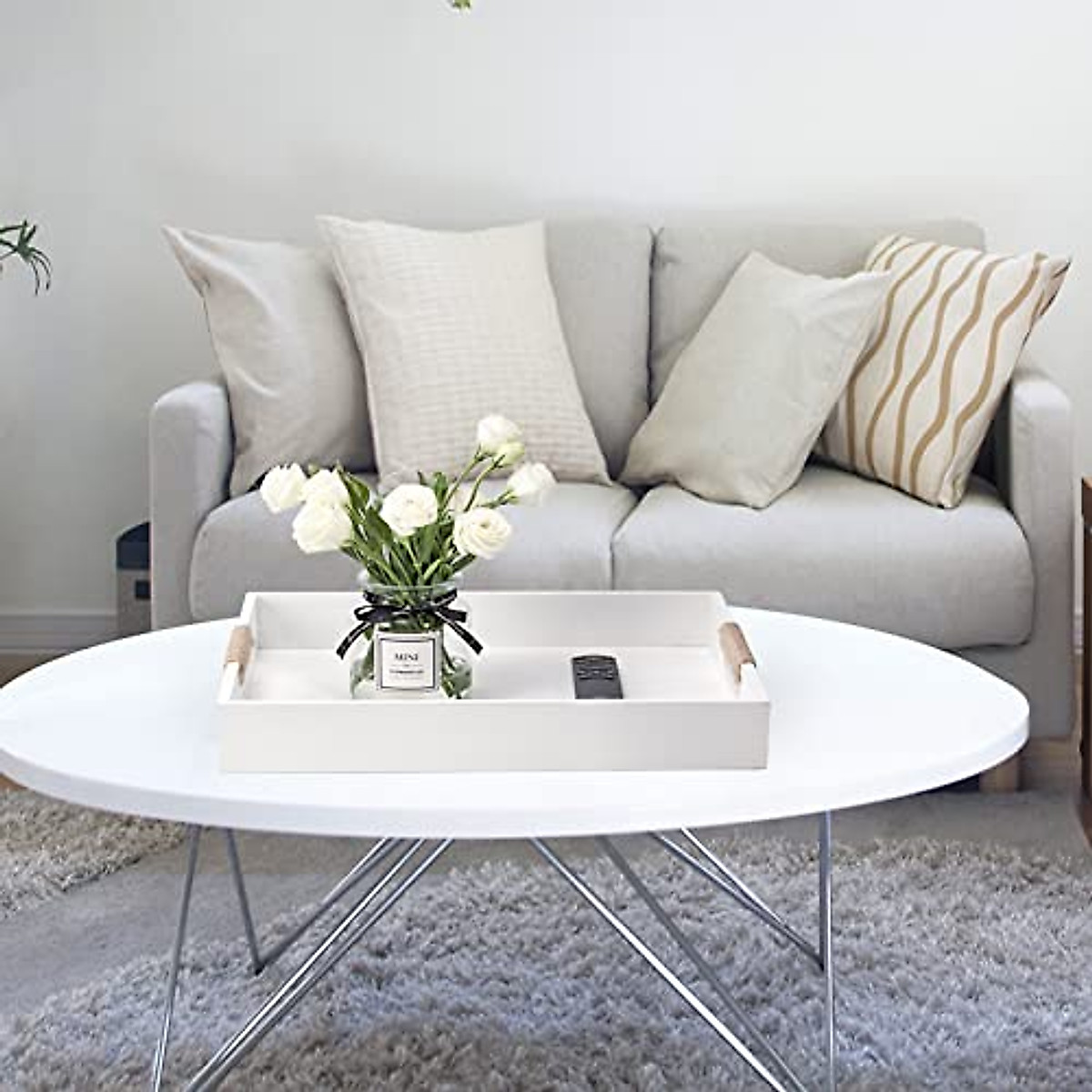 Serving Tray Set of 2 Coffee Table Tray for Serving Food Breakfast Nesting Decorative Tray for Coffee Table