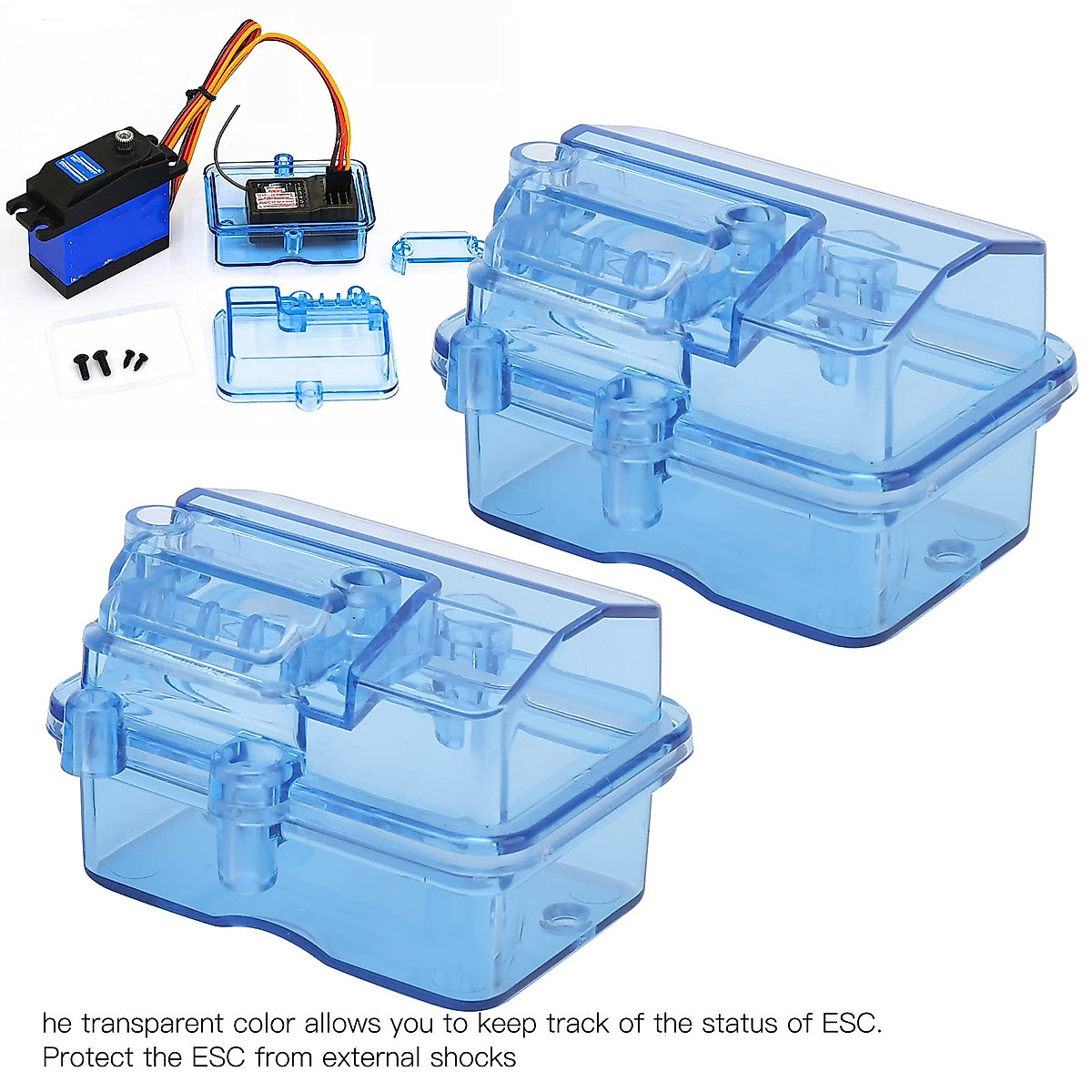 Dilwe 2Sets RC Radio Receiver Protector,Durable Waterproof RC Receiver Box Radio Receiver Protector Upgrade Parts or RC Car Boat