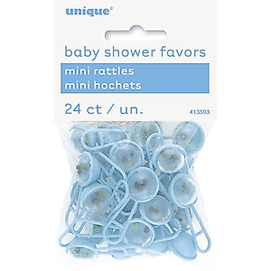 Unique Industries Mini Baby Rattle Favors, 1", Blue, 24 Pieces