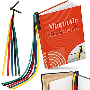 Superior Essentials Genuine Leather Multi Page Magnetic Attachable Bookmark with 5 Multi-Colored Bookmarks-Great for Bibles-Magnetic Hold Makes This The only Bookmark That Will Never Fall Out