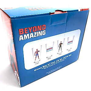 Bioworld Beyond Amazing 60th Anniversary Spider-Man 16oz Pint Glass Set, Pack of 2 Drinking Glasses