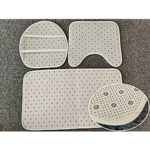 AXISRC 4 Pieces Rose Bathroom Rugs Set Shower Curtain Non Slip Seat Lid Cover Bath Mats 71x71inches