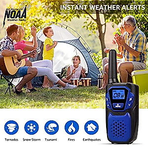 Walkie Talkies 3 Pack, Rechargeable Easy to Use Family Walky Talky Long Range 2 Way Radio Gift with NOAA Weather Channel Micro-USB Charger/Battery/Lanyard Hiking Camping Trip