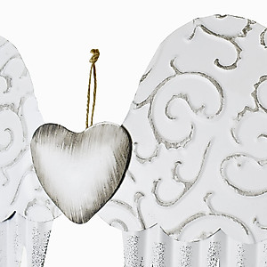 Veclotch Angel Wings Wall Decoration, Antique Hanging Metal Angel with Heart Decorative Angel Wings Wall Sculpture Indoor Outdoor Wall Decor Hanging for Home Bedroom Living Room Garden (1)