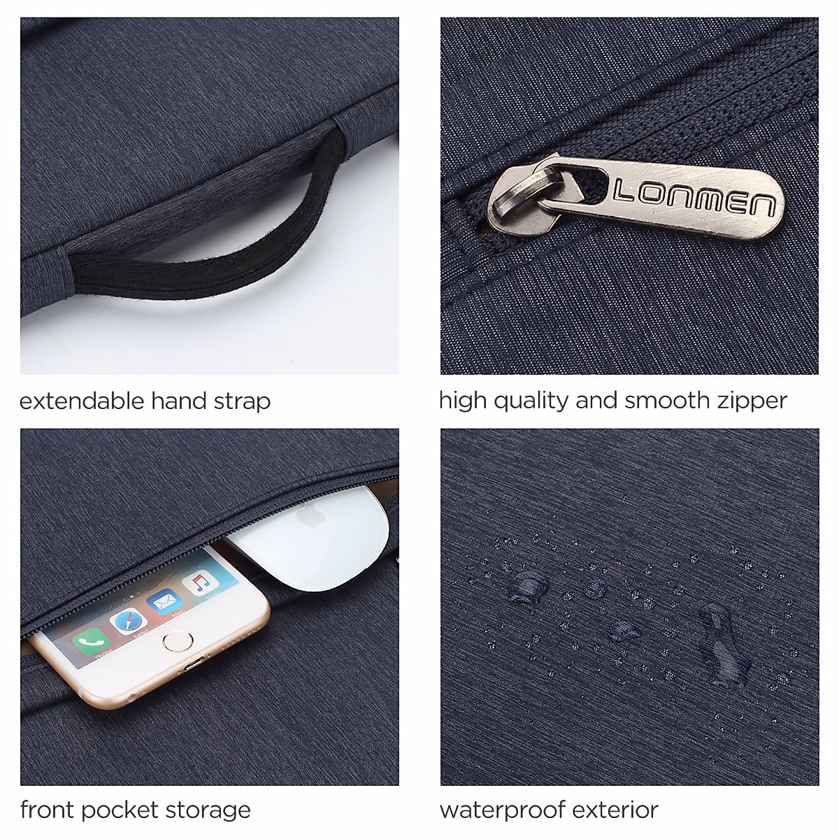 LONMEN 12.5-13 inch Laptop Sleeve Case Water-resistant Handle Bag for MacBook Pro Touch Bar/iPad Pro/Dell Latitude 7290/ASUS ZenBook 13 UX331UN/13.9" HUAWEI MateBook X Pro