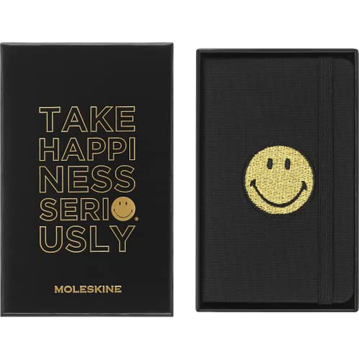 Moleskine Limited Edition Smiley Notebook with Collector's Box, Hard Cover, XS (2.5" x 4.25"), Plain/Blank, Black, 160 Pages