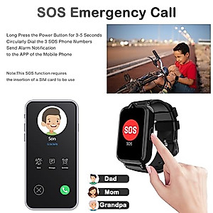 4G Smart Watch for Kids - Kids Smart Watch with GPS Tracker & Video Calling Kids Cell Phone Watch for Boys Aged 5-12 SIM Card SOS Call Voice Chat Camera Touch Screen GPS Tracker for Kids(Black)