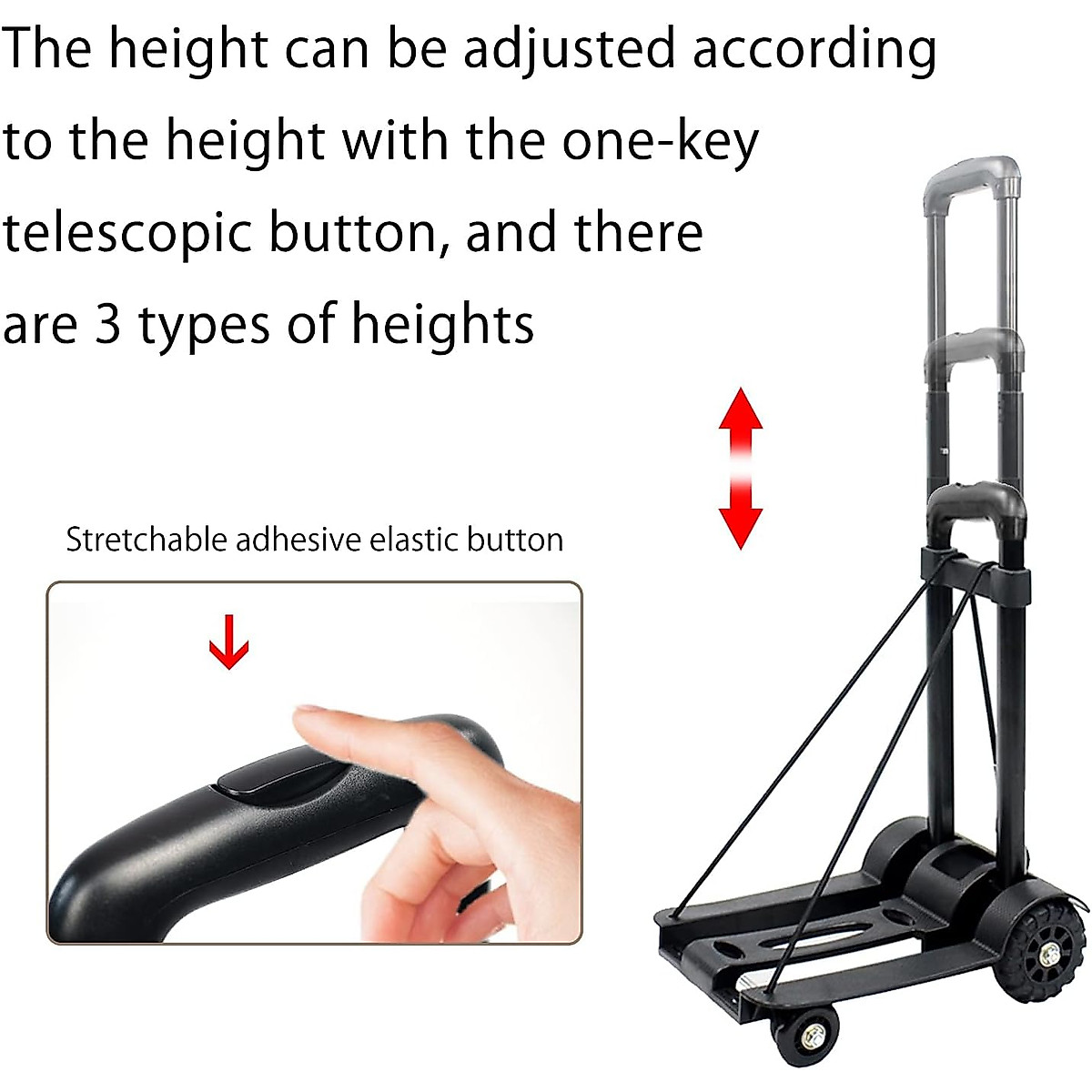 Hand Truck Dolly with 4-Wheels Folding Trolley Compact Luggage Cart for Travel, Moving and Office Use