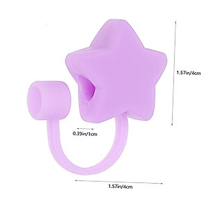 TENDYCOCO 3pcs Soft Rubber Straw Stopper Silicone Straw Tips Cover Straw Covers Cap Rubber Straws Tips Lovely Straws Tip Straw Tips Lid Purple Protective Cover -