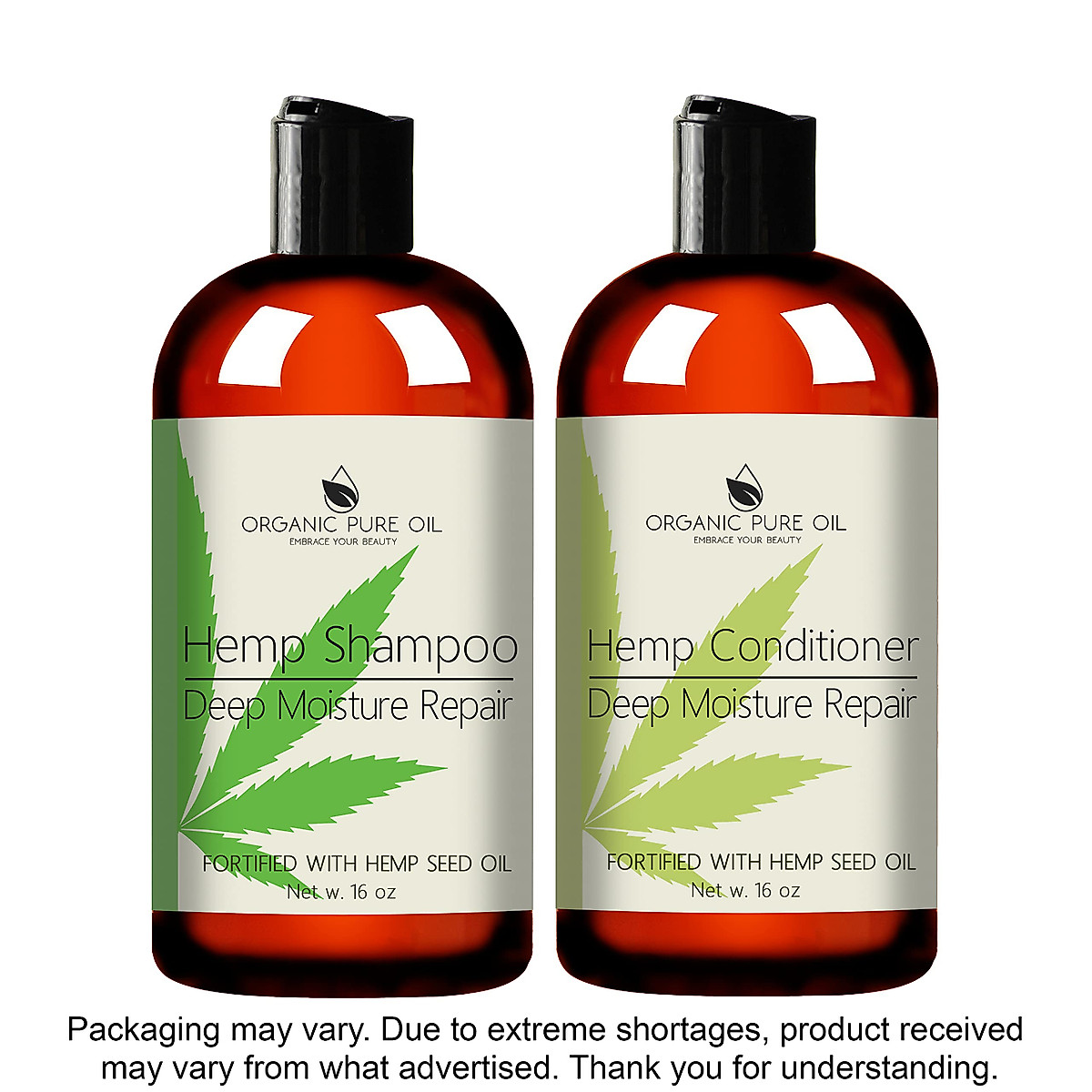 OPO Natural Hemp Extract Hydrating Sulfate Free 16 oz Shampoo & Conditioner Set - Rich Botanical Hydrating Nourishing Formula Best for Curly Frizzy Hair Safe for Keratin Treated Hair Organic Pure Oil