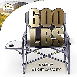Colegence Oversized Director Camping Chair,600 LBS Heavy Duty Folding Chair,24"Cozy Outdoor Chair,With Cup Holder and Adjustable Table Folding Chair for Outside Beach,Lawn,Fishing,Camping,Patio,Makeup