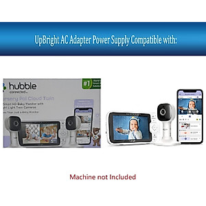 UpBright 5V AC/DC Adapter Compatible with HUBBLE Connected Nursery Pal Crib Edition 5" Smart HD Wi-Fi Video Baby Monitor YWX-AD050100-U DC5V 1000mA 5VDC 1A 5.0V 1.0A Power Supply Cable Battery Charger