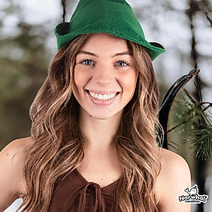 Narwhal Novelties Robin Hood Hat – Green Felt Peter Pan Hat Disney – Fairy Gnome Pinocchio Hat Costume for Kids & Adults – Alpine German Tyrolean Bavarian Hats with Removable Feather