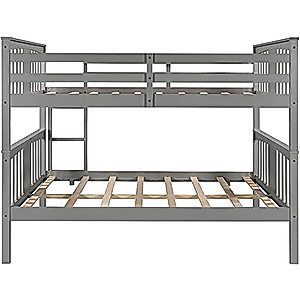 ATH-S Twin Over Twin Bunk Bed with Trundle, Solid Wood Bunk Beds for (White) (Color : Grey, Size : Full Over Full)