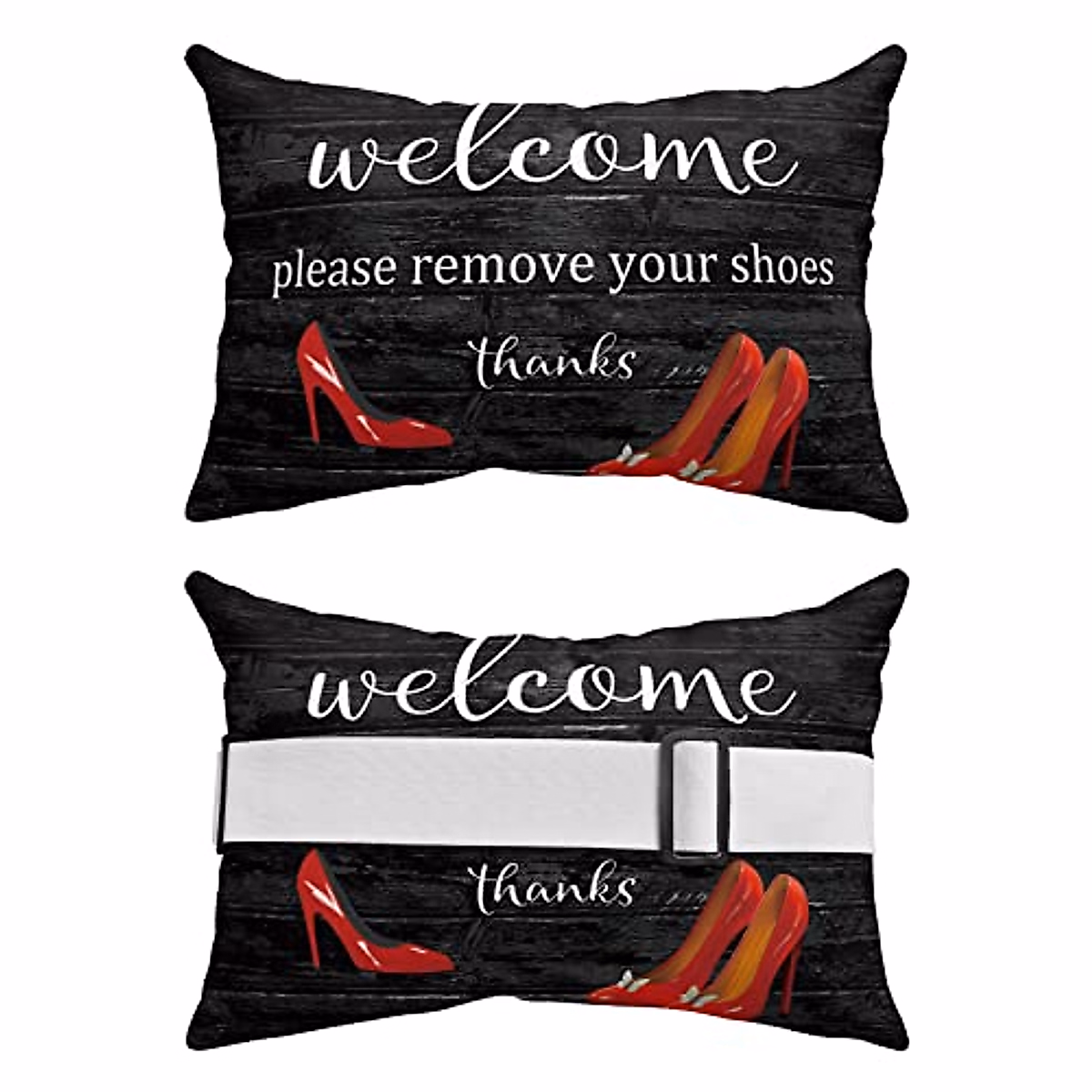 Chaise Lounge Head Resting Pillows Red High Heels Black Retro Wood Grain Outdoor Lumbar Pillows Waterproof Patio Furniture Pillow with Insert Adjustable Elastic Stripe for Recliner Beach Chairs