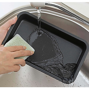 Jucoan 4 Pack Small Baking Sheet Cookie Sheet for Toster Oven, 9.5 x 7.1 Inch Mini Cookie Tray, Nonstick Carbon Steel Half Toaster Oven Pan Tray Replacement Bakeware Sheet Pan Set for Kitchen