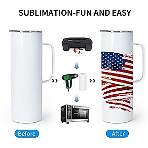 AGH 20oz Sublimation Tumblers with Handle, 4 Pack Double Wall Vacuum Insulated Skinny Sublimation Blanks Mugs with Lid and Straw, Vacuum Tumbler Travel Mug for Hot Cold Drinks