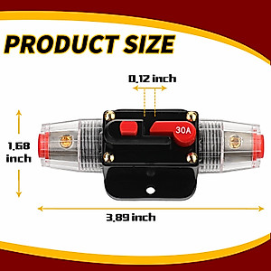 Tiooka 150A Audio Inline Circuit Breaker Resettable Fuse Holder 12V-24V DC 2PCS with Manual Reset Waterproof Automotive Marine Boat Audio System Solar Inverter System Protection