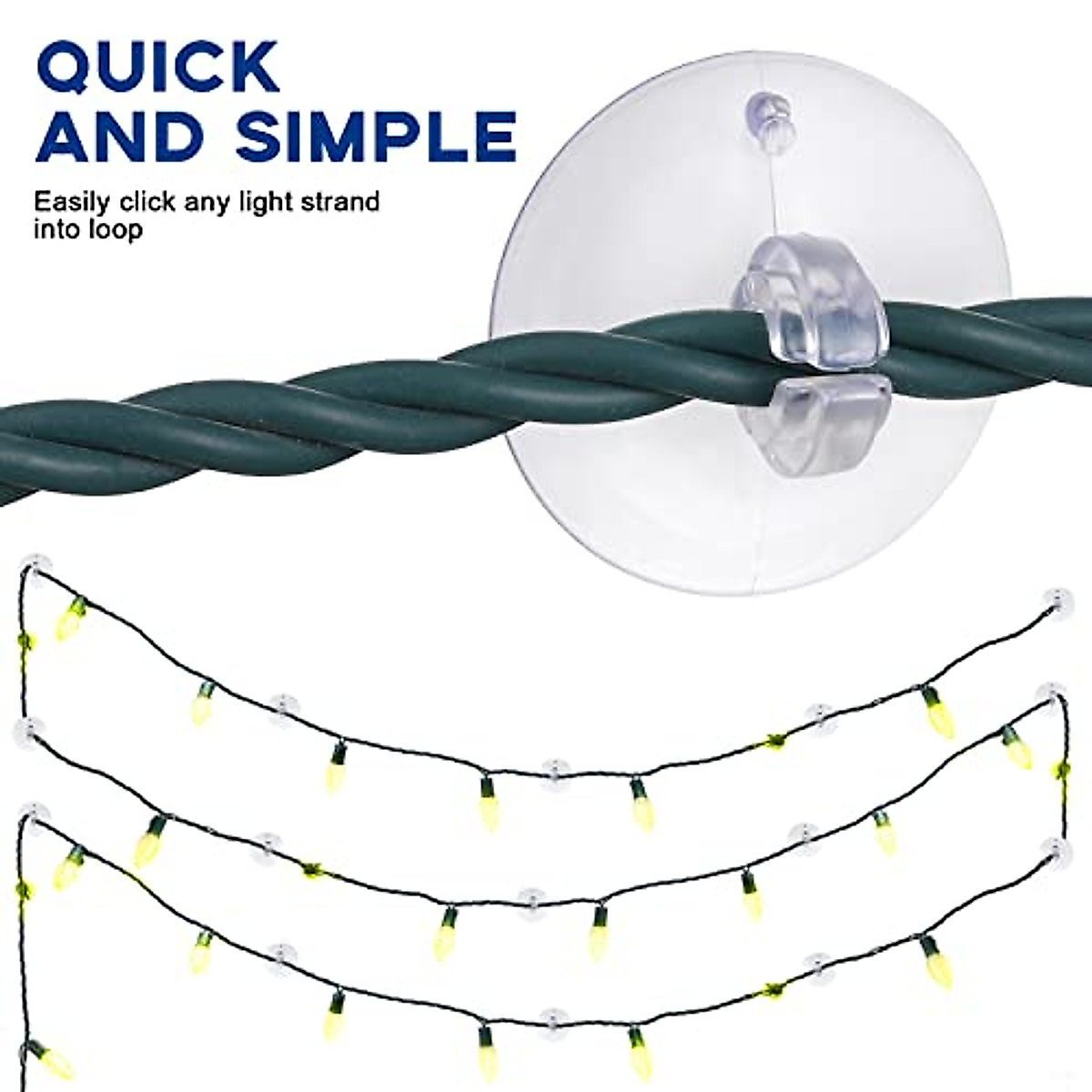 Skyley Christmas Light Holders Mini Suction, Hang Clips Cup Shower Hooks Outdoor Seasonal Lighting for Window Glass Home Kitchen Bathroom (200 Pcs), Clear