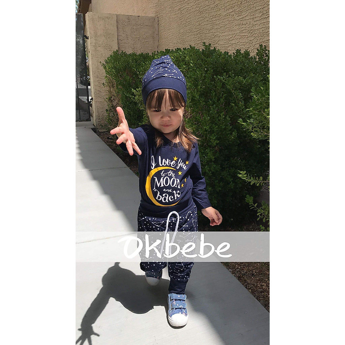 Baby Boys 3PCS Space Outfit Newborn Love You to The Moon and Back Starry Sky Long Sleeve Pant Set (Blue04 0-3 Months)