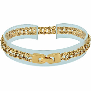 LIFETIME JEWELRY Braided Rope Chain Bracelets with Crystals for Women 24k Gold Plated (Gold - White Crystals, 7 inches)
