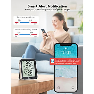 Govee Indoor Hygrometer Thermometer 3 Pack, Bluetooth Humidity Temperature Gauge with Large LCD Display, Notification Alert with Max Min Records, 2 Years Data Storage Export for Room Greenhouse, Black