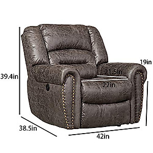 ANJ Electric Recliner Chair W/Breathable Bonded Leather, Classic Single Sofa Home Theater Recliner Seating W/USB Port (Smoky Gray)