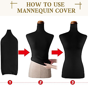 Peryiter 2 Pieces Mannequin Fabric Cover Soft Stretchy Clothing Upper Body Mannequin Cover for Retail Boutique Store Form Dummy Model Display Fitting Styling(Black, White)