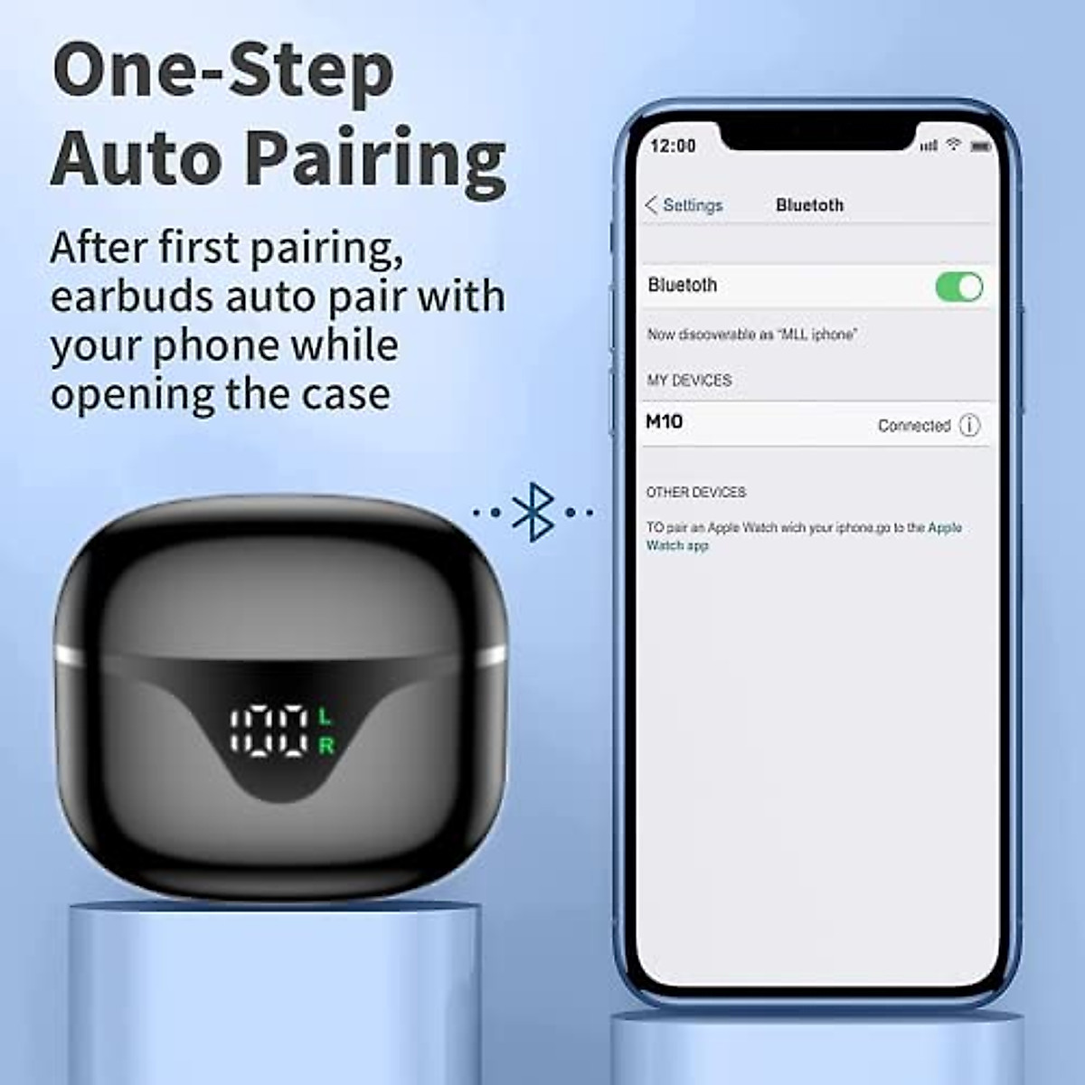 FangZhou True Wireless Earbuds Bluetooth 5.3 Headphones with Wireless Charging Case IPX5 Sweat Waterproof Stereo Earphones in-Ear Built-in Mic Headset for Gaming/Music/Driving/Chatting/Meeting