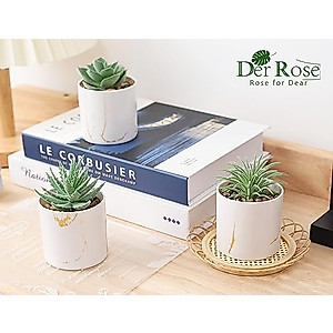 Der Rose 3 Packs Small Fake Plants Succulents Plants Artificial in Pots for Home Office Desk Decor for Women